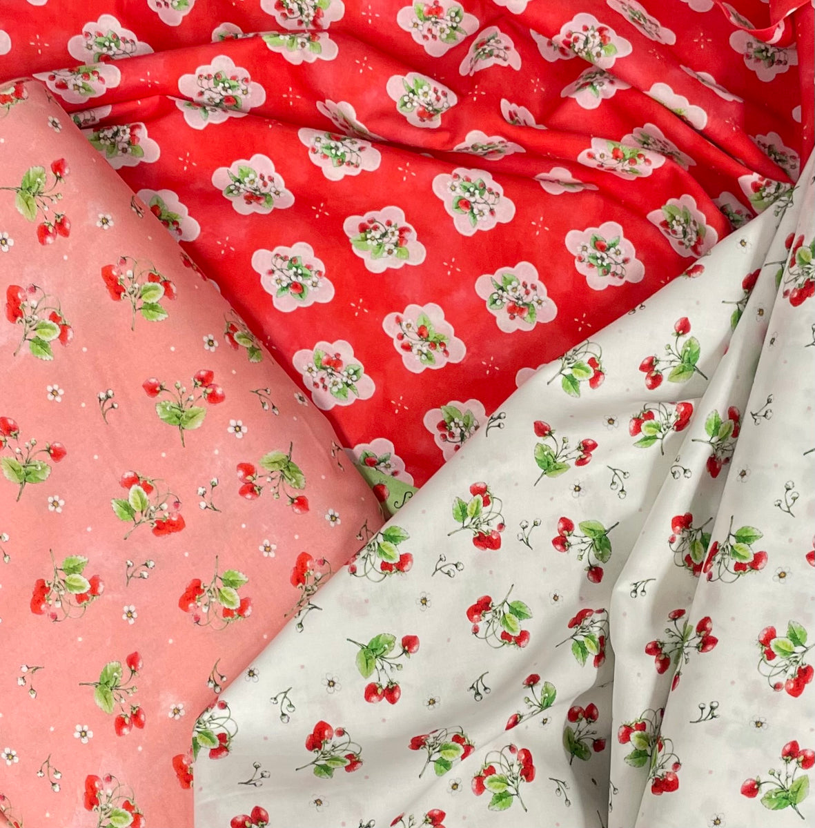 Strawberry Season Berry Sprig Toss White - Briar Hill Designs Robert K ...