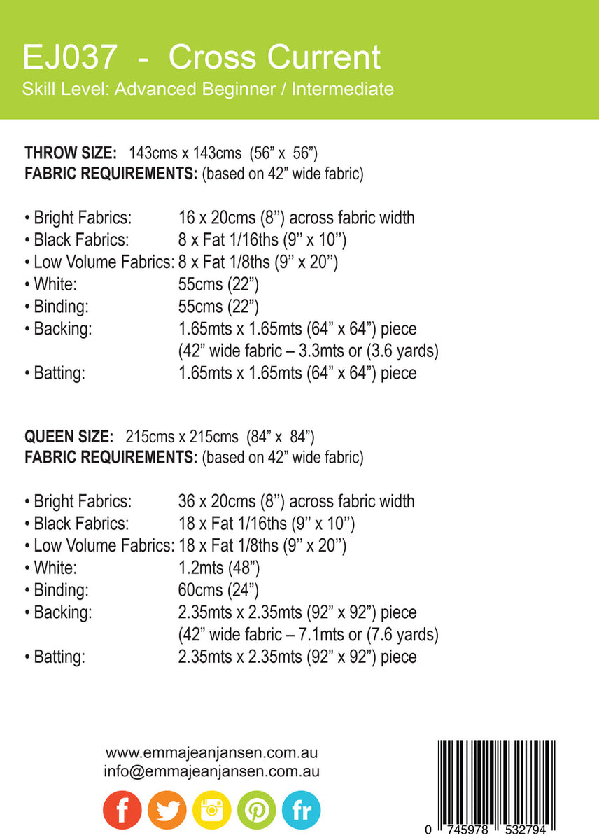 CROSS CURRENT QUILT PATTERN - EMMA JEAN JANSEN – Rainbow Stash