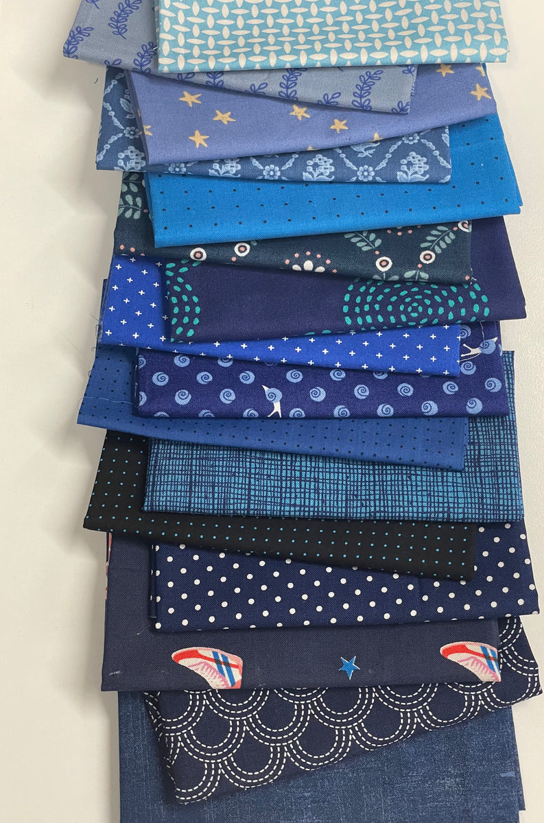 Remnant Fat Eighths Blue Mixed Prints - Various – Rainbow Stash