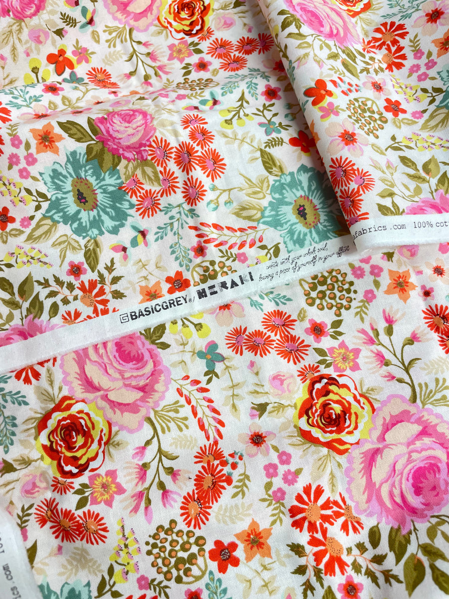 REMNANT Nefertari Pink Marzipan - Meraki Basic Grey for Moda Fabrics ...