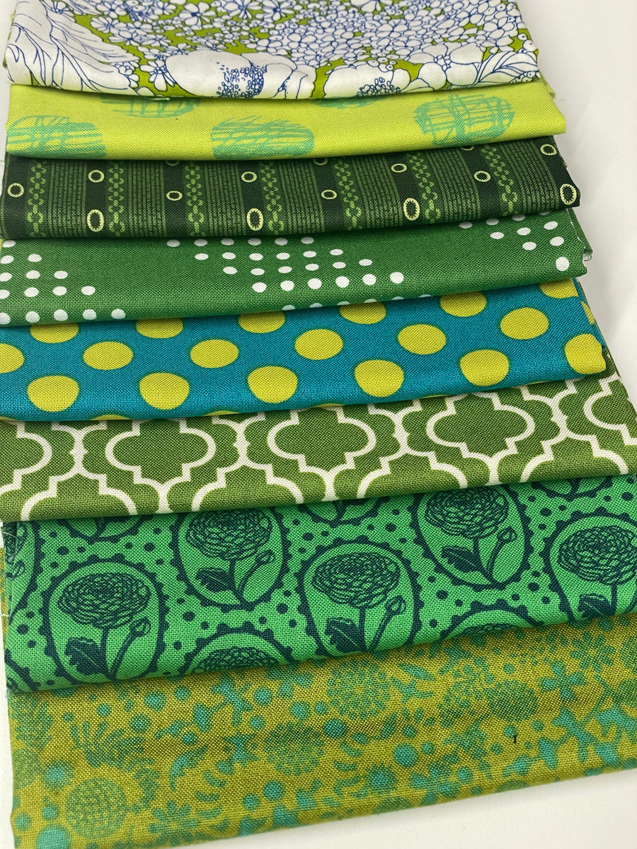 Remnant Fat Eighths Green Mixed Prints - Various – Rainbow Stash