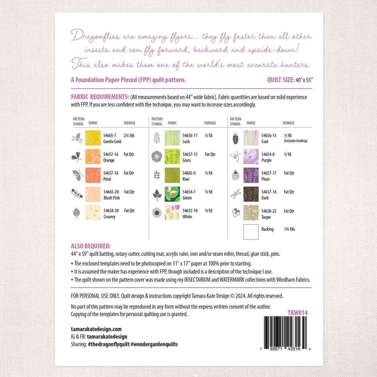 Wondergarden The Dragonfly - Tamara Kate Patterns – Rainbow Stash