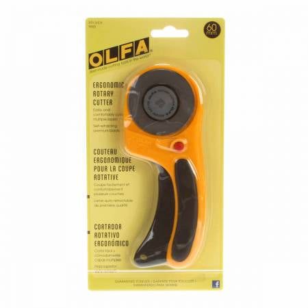 Olfa Ergonomic 60mm Rotary Cutter Yellow - Olfa – Rainbow Stash