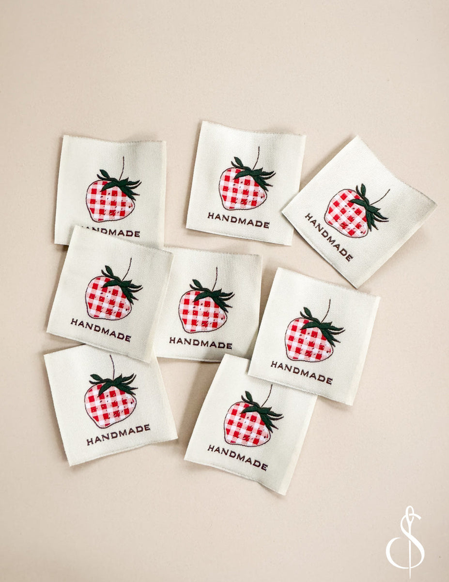 Minki Kim Check Strawberry Woven Labels (8) - Minki Kim Sewing Illustr ...