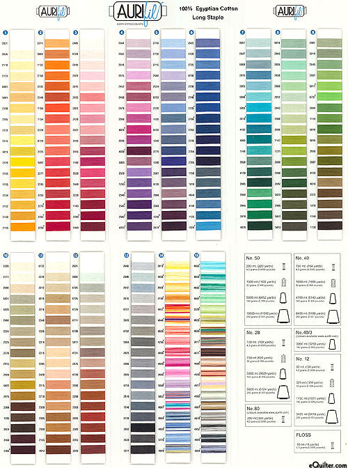 Aurifil Cotton Thread Colour Card – Rainbow Stash