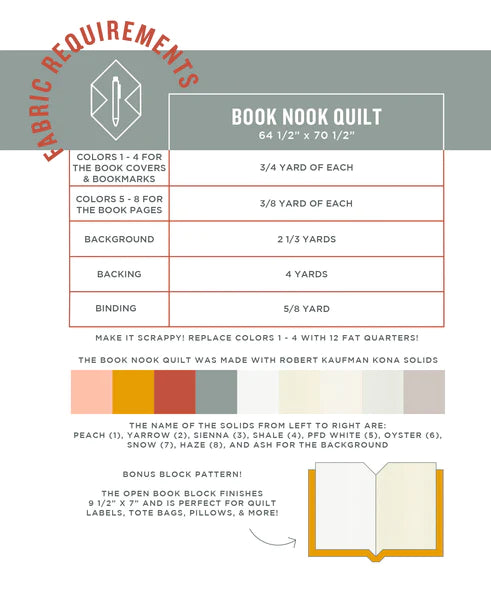 Book Nook Quilt Pattern - Pen and Paper Patterns – Rainbow Stash